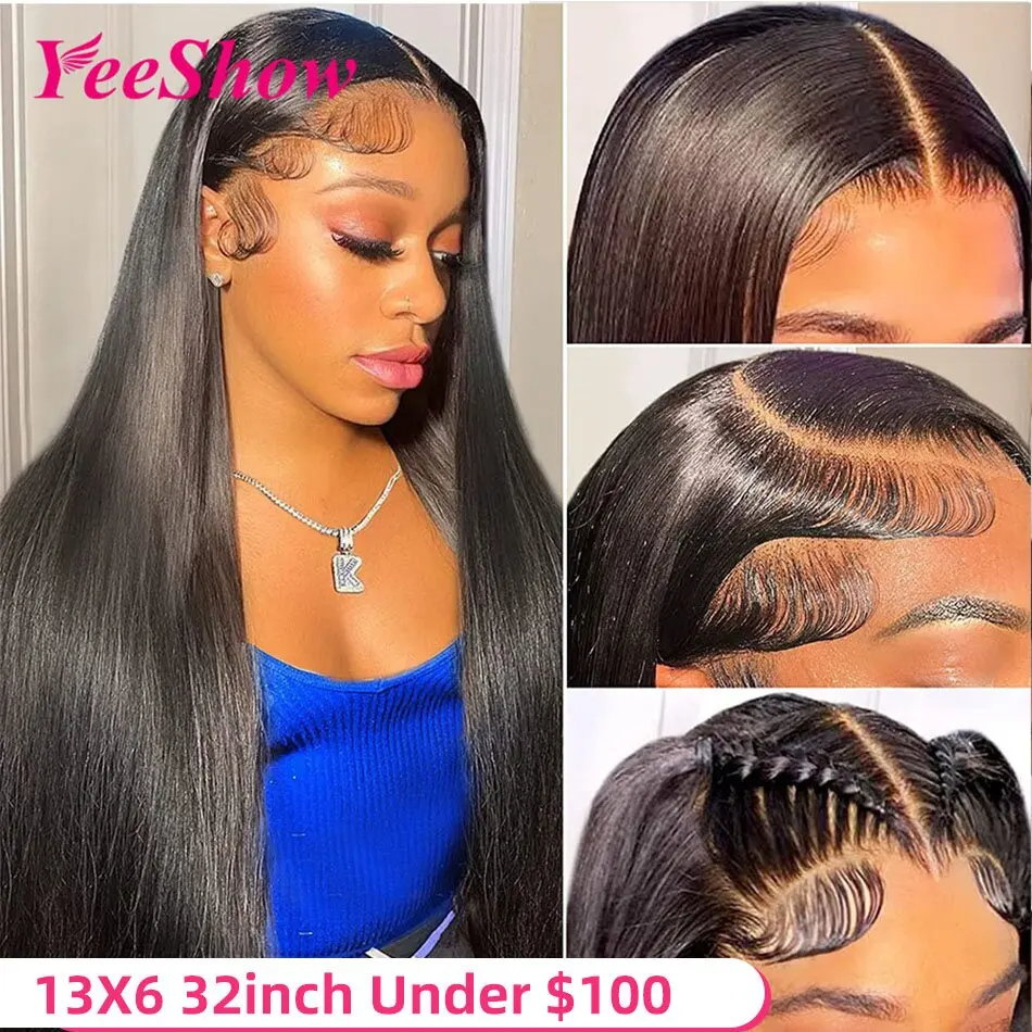Straight-Lace-Front-Wigs-13x6-HD-Transparent-Lace-Frontal-Wig-Pre ...
