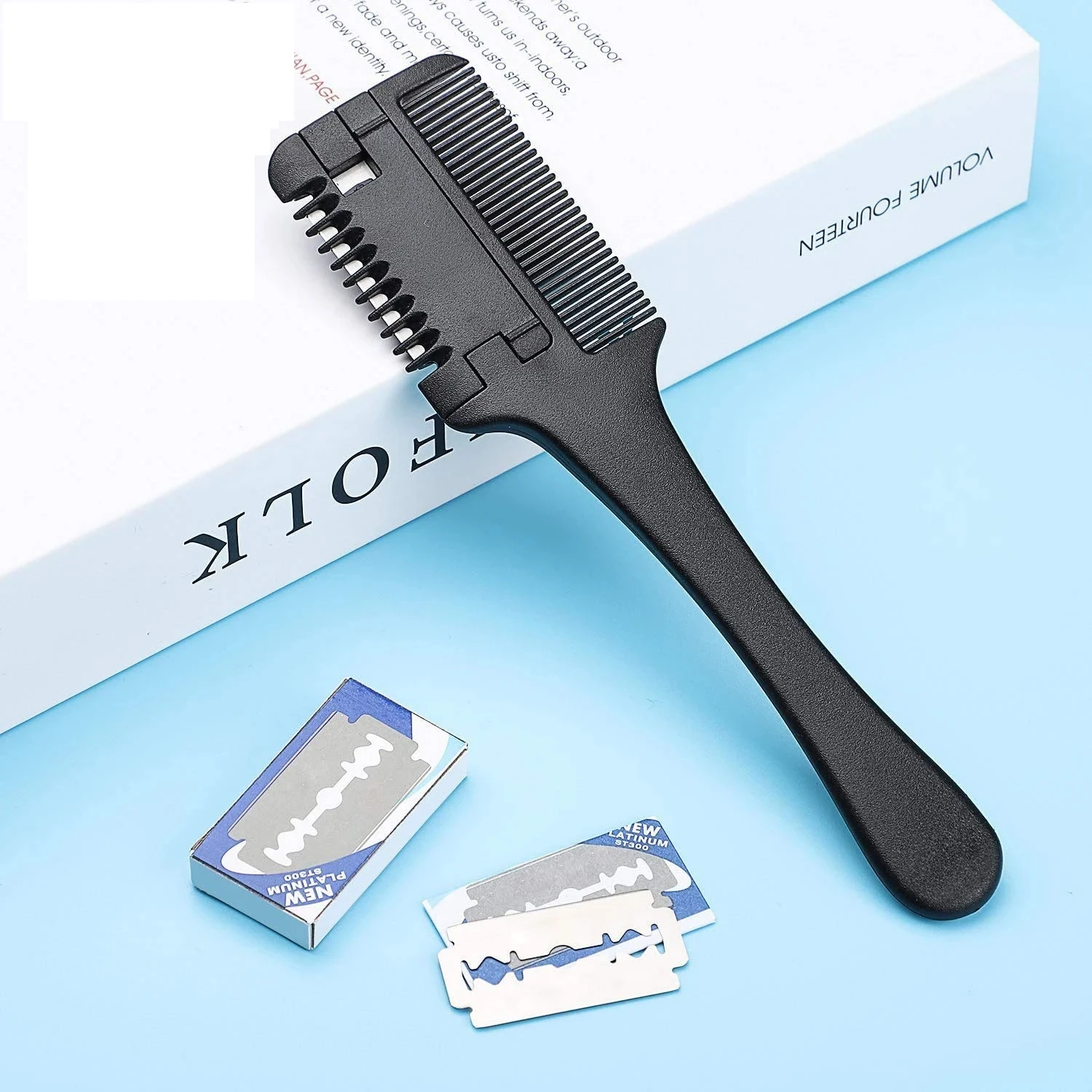 Barber-Cut-Comb-Carbon-Hair-Brush-Professional-Handle-Brush-with-Razor ...