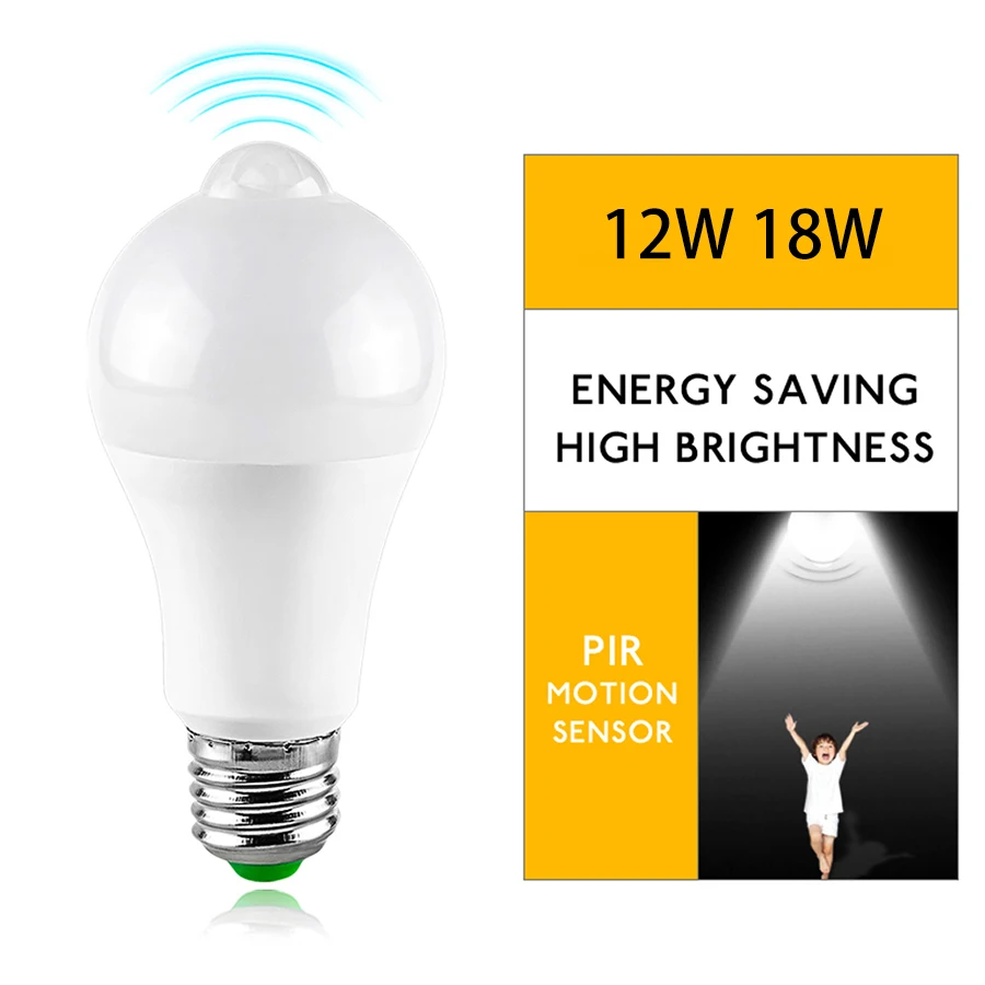 B22-E27-12W-15W-18W-Motion-Sensor-Activated-Light-Bulb-85-265V-Infrared ...