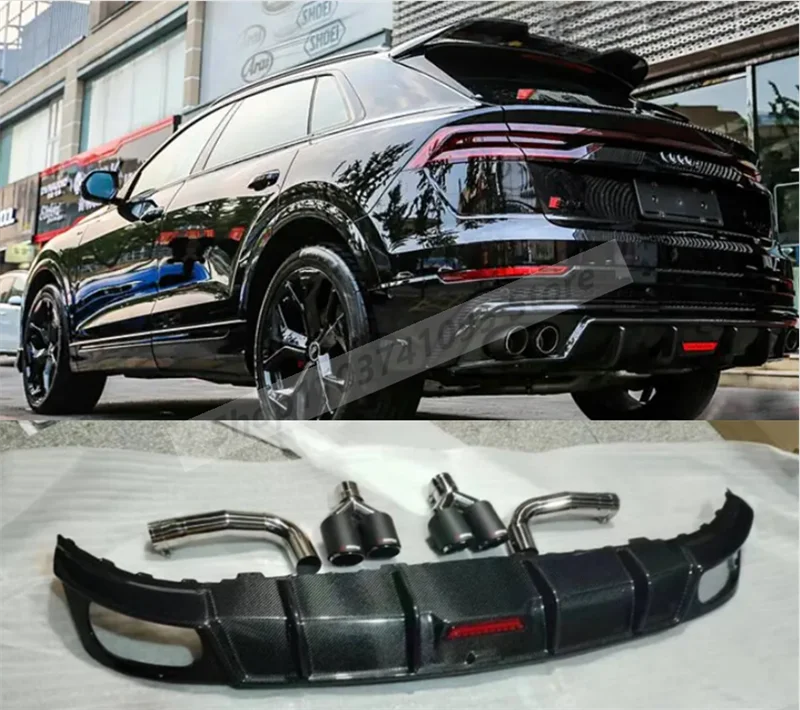 Real-Carbon-Fiber-Rear-Bumper-Trunk-Door-Diffuser-Lid-Spoiler-Exhaust ...