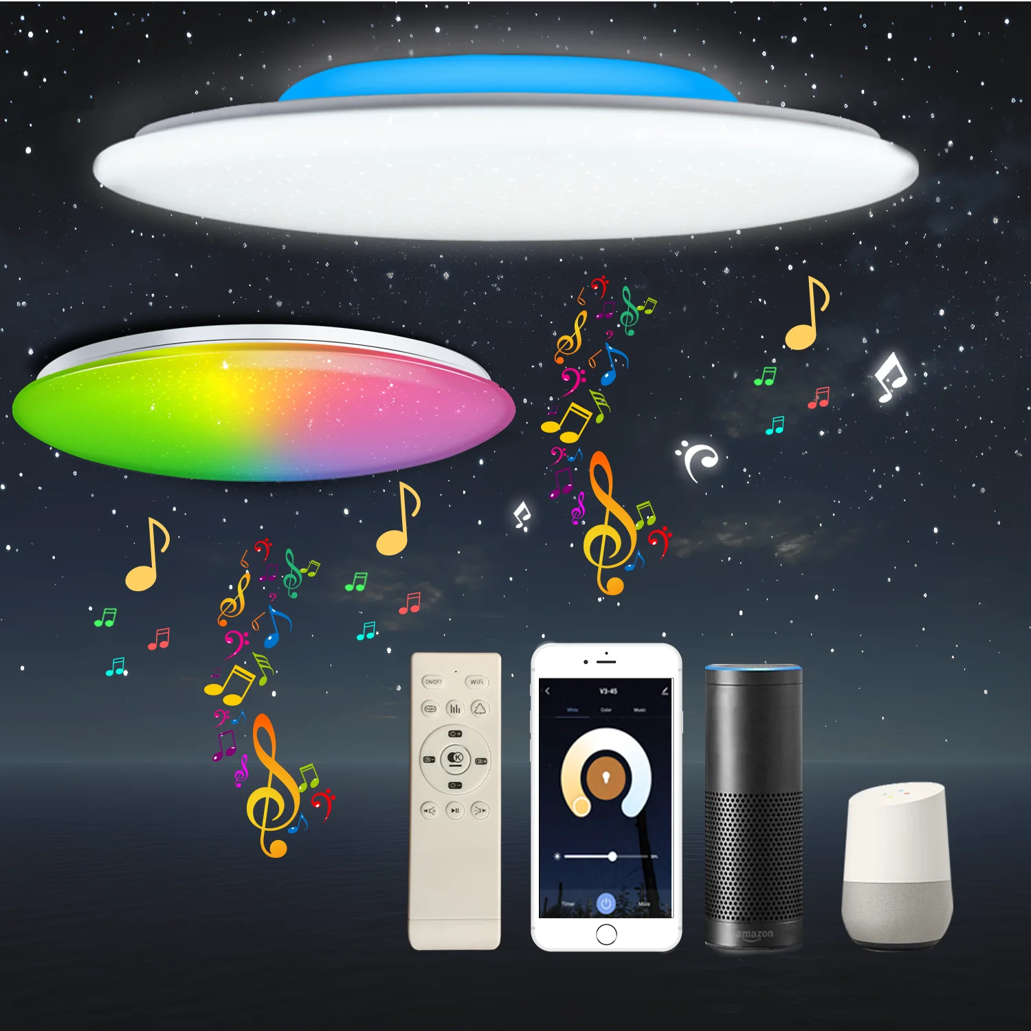 Modern-LED-Ceiling-Lights-With-Bluetooth-Speaker-Voice-Control-RGB ...