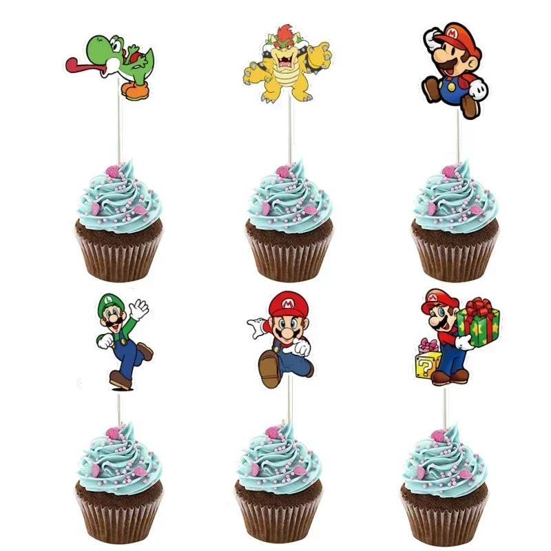 24PCS-Super-Mario-Bros-Cupcake-Toppers-Kids-Anime-Figure-Mario-Luigi ...