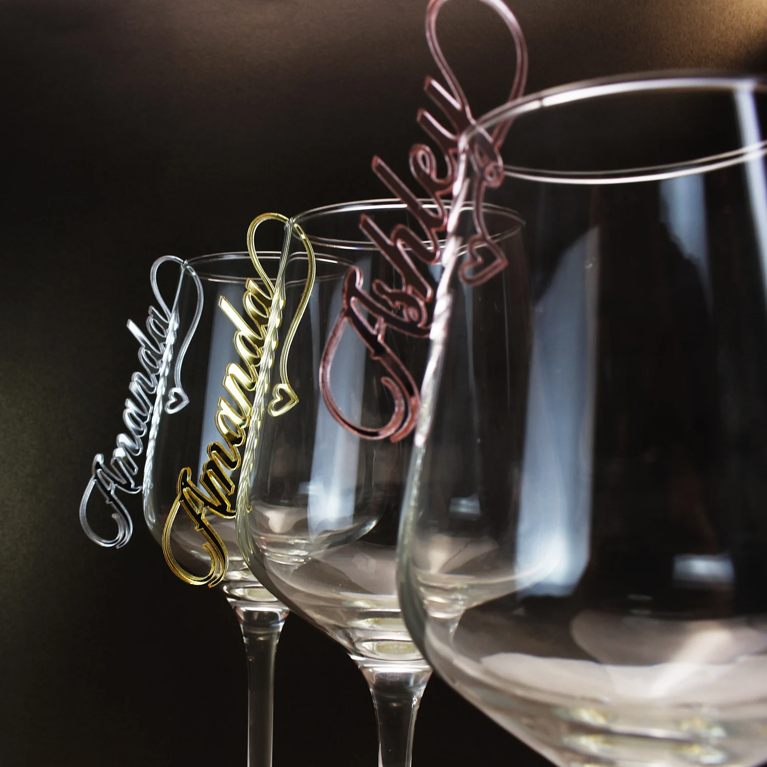 10pcs,Custom Wedding Wine Glass Charms Personalized Name Tags Cocktail ...