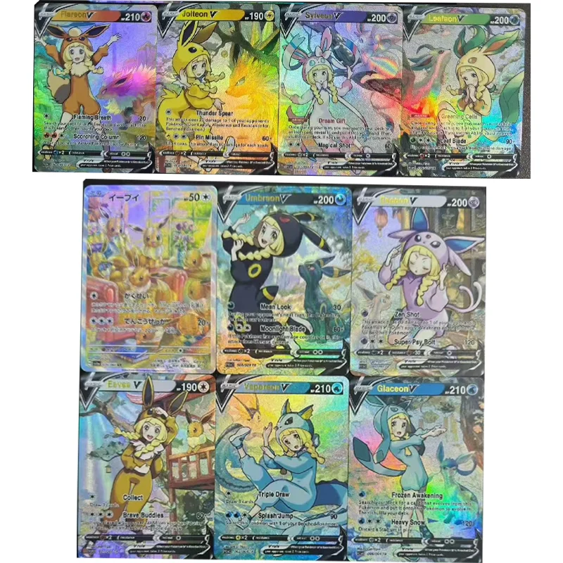 10Pcs/set Diy Pokemon Self Made Ptcg Lillie Eevee Umbreon Sylveon ...