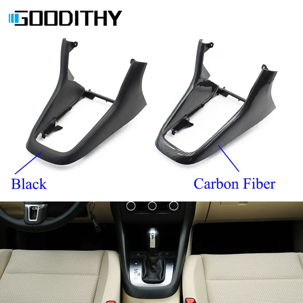 For Volkswagen VW Golf MK6 Black Carbon Fiber Center Console Gear Shift ...