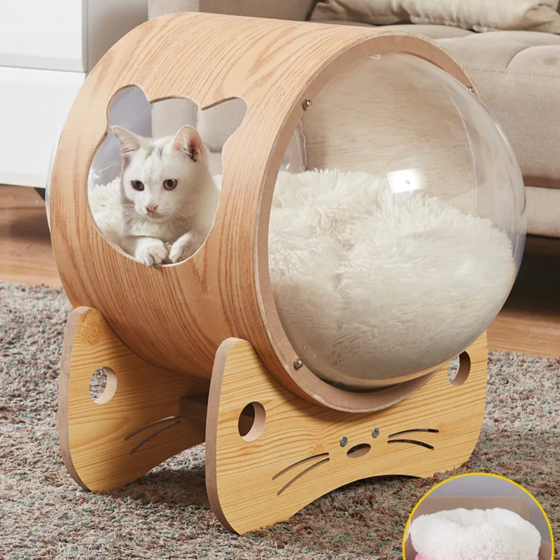 Winter-Warm-Delivery-Room-Wooden-Cat-Space-Capsule-with-Cushion-Cat ...