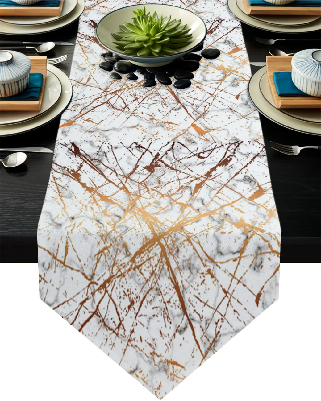 Marble Crack Pattern Black White Table Runner Wedding Table Decoration ...