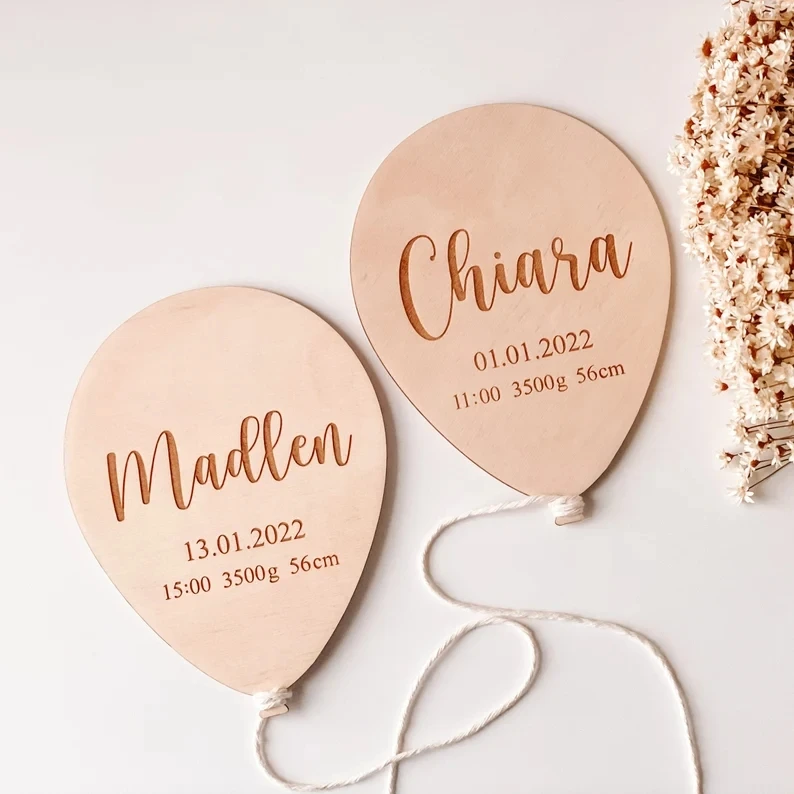personalized name balloon Engraved wooden sign balloon nursery decor ...