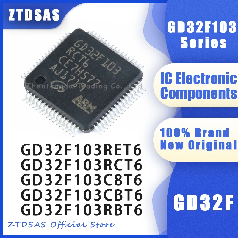 IC MCU LQFP 64, GD32F103C8T6, GD32F103CBT6, GD32F103RBT6, GD32F103RCT6, GD32F103RET6, GD32F103 ...