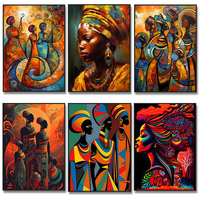 Abstract-African-Art-Black-Women-Posters-and-Prints-Canvas-Painting ...
