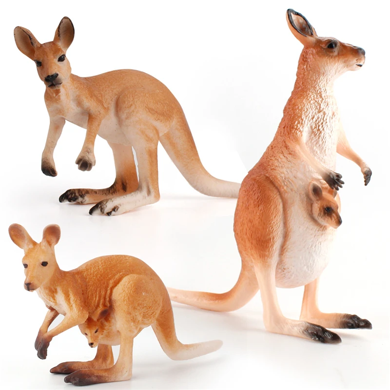 Simulation Wild Animals Action Figure Cute Kangaroo Figurines Kids Toys ...
