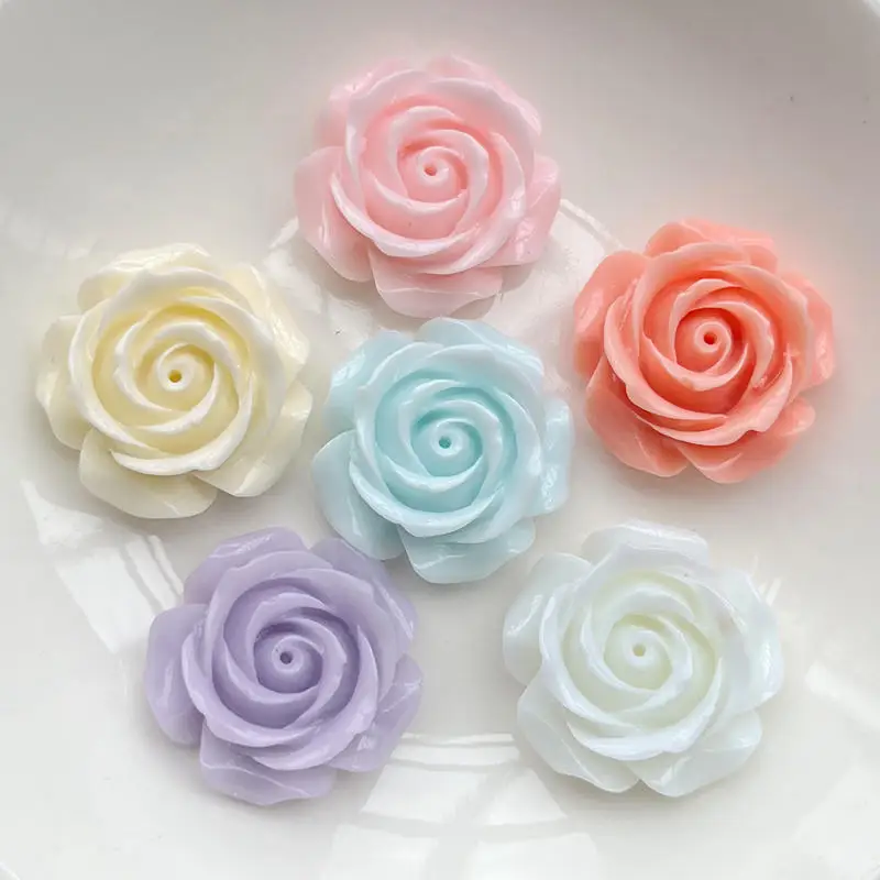 10-pieces-of-new-cute-mini-24mm-rose-series-flat-back-resin-corrugated ...