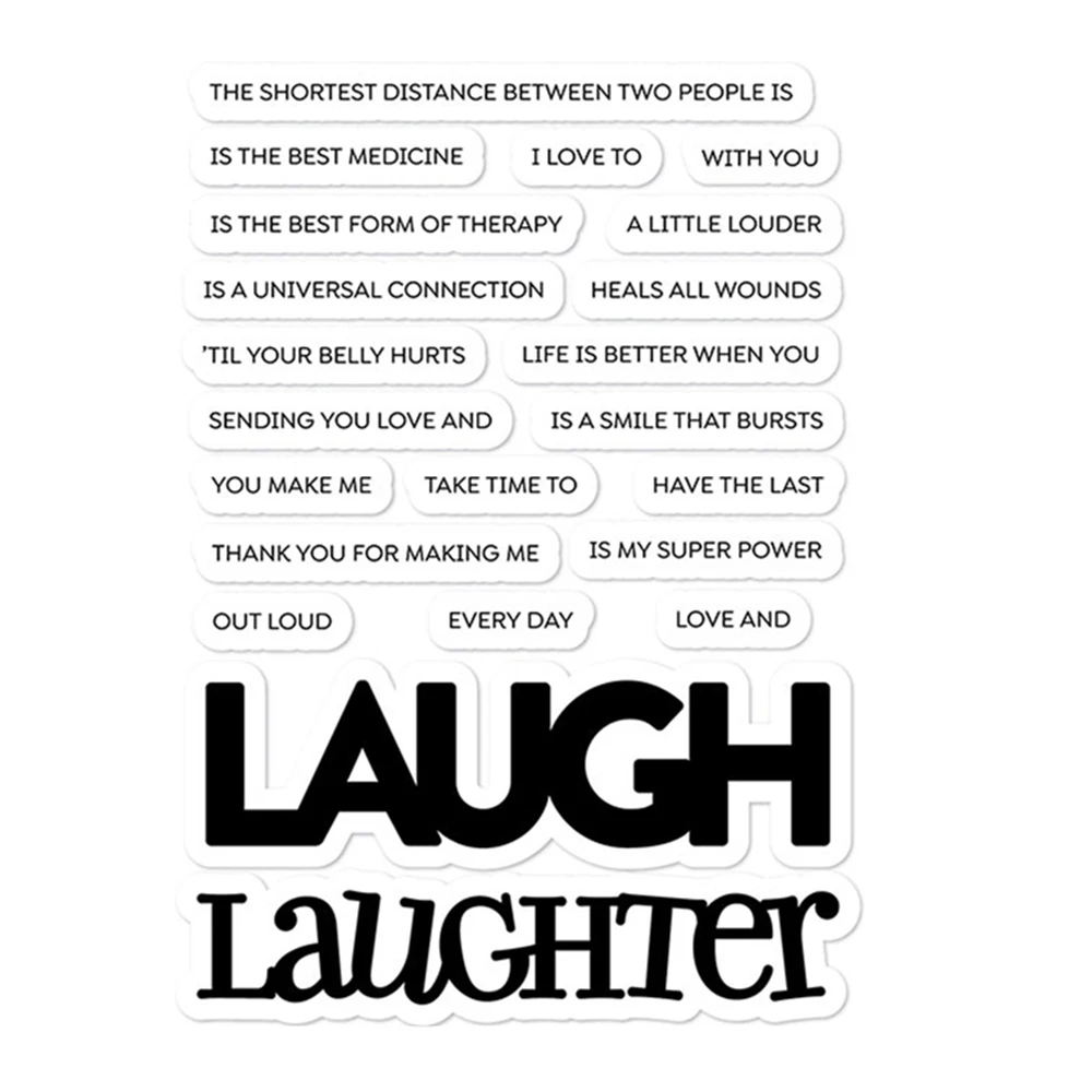 New-Laugh-Laughter-Sentiments-Words-Clear-Stamps-Cutting-Dies-Set ...