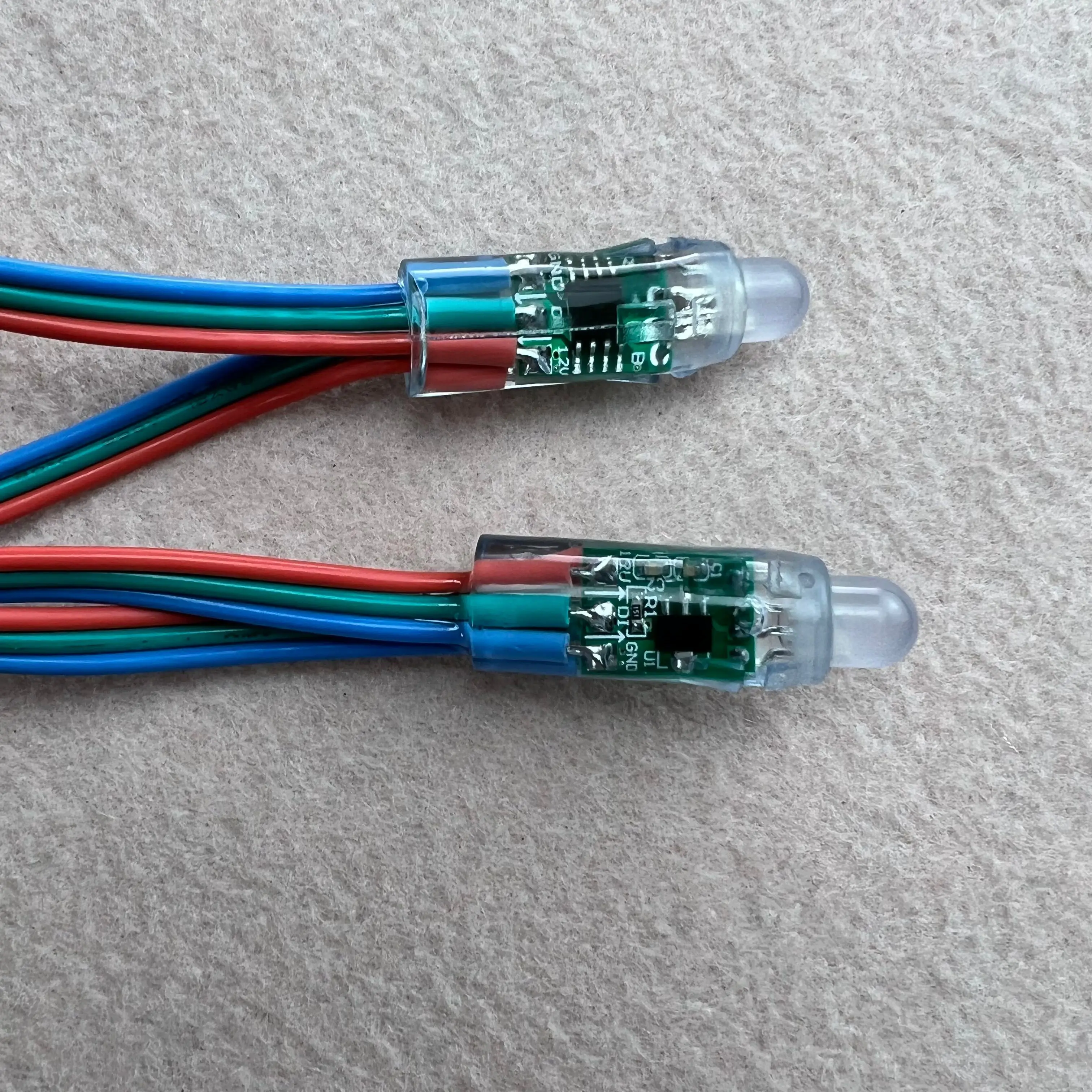 100pcs/set bullet regulated type DC12V addressable 12mm WS2811 RGB led ...