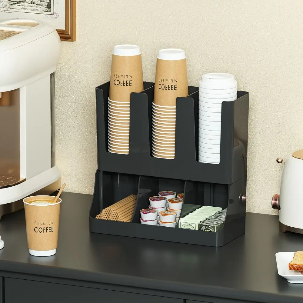 6 Compartments Upright Paper Cup Dispenser Multi-Functional Space ...