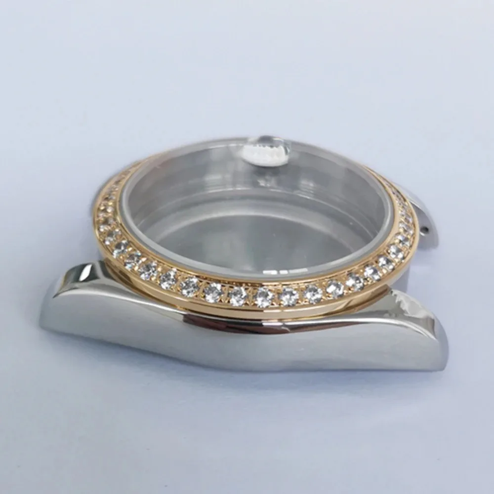 36mm-39mm-Diamond-Watch-Case-Silver-Oyster-Case-Transparent-Caseback ...