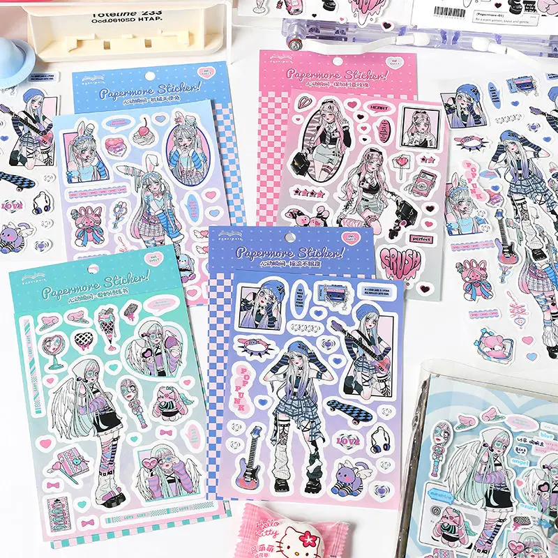 MOHAMM-1-Sheet-Cute-Cartoon-Girl-Character-Sticker-for-Scrapbooking-DIY ...