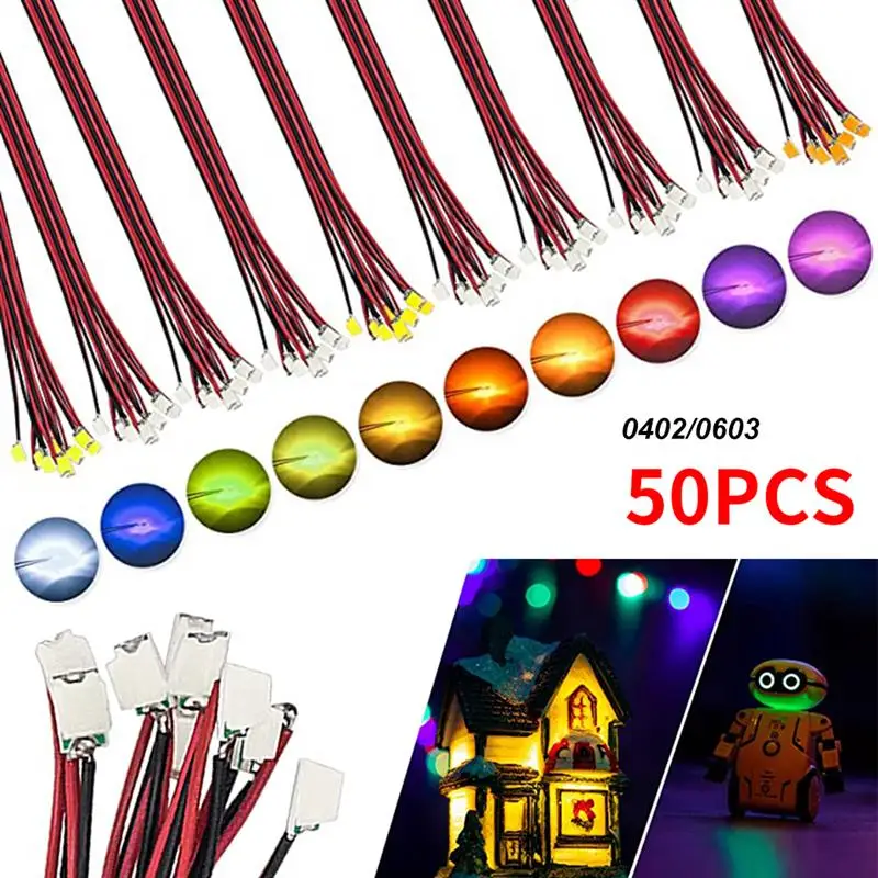 50pcs-SMD-LED-Model-Light-0402-0603-Micro-Led-Pre-Soldered-Chip-Wired ...