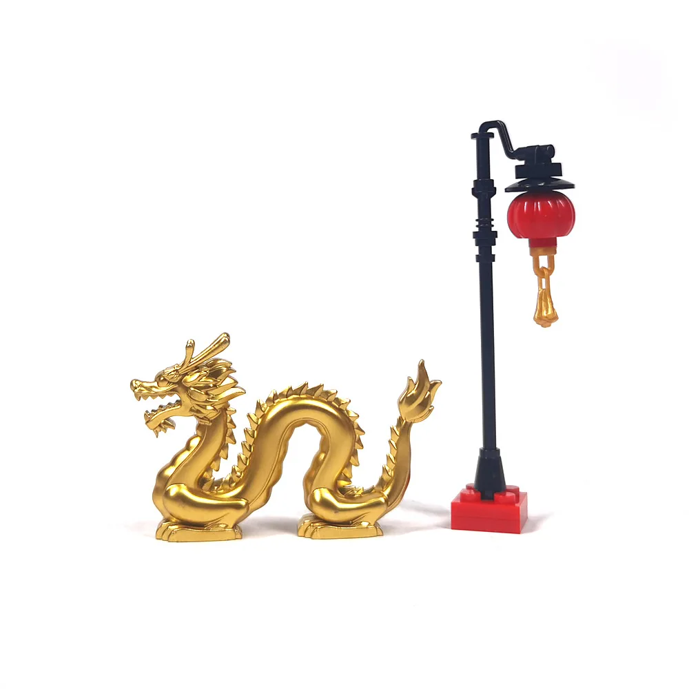 Animal MOC Chinese Dragon Statue Spring Festival Building Blocks ...