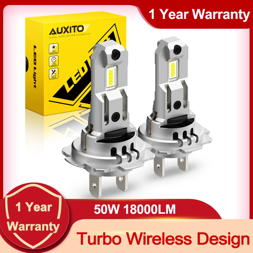 AUXITO 2Pcs Mini LED Headlight H7 Turbo LED Bulb 60W Wireless for Car ...