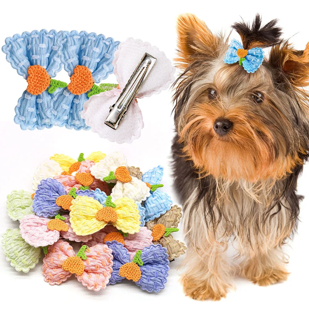 50pcs Dogs Hair Clips For Puppy Hair Clip Spring Cute Dogs Bows Samll ...