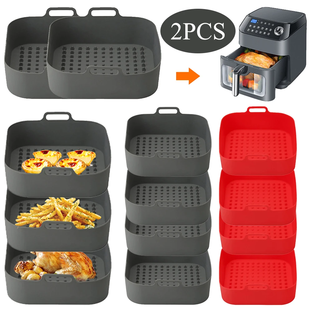 2pcs-Silicone-Air-Fryers-Basket-Heat-insulation-Air-Fryer-Tray-Fried ...