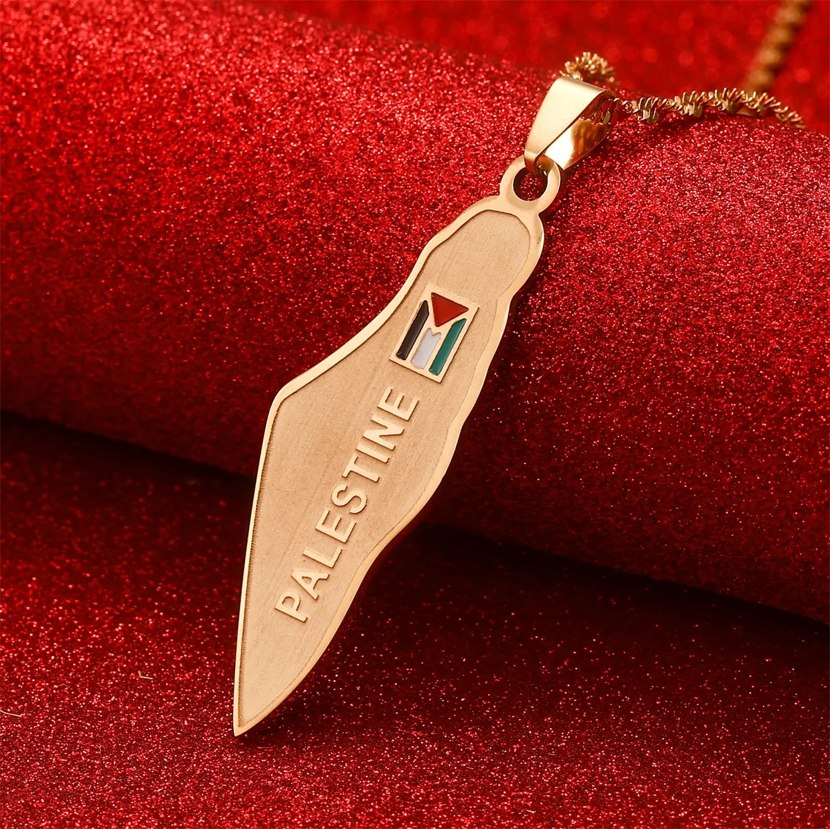 Palestine Israel Map Falg Pendant Necklaces For Men Women Stainless ...