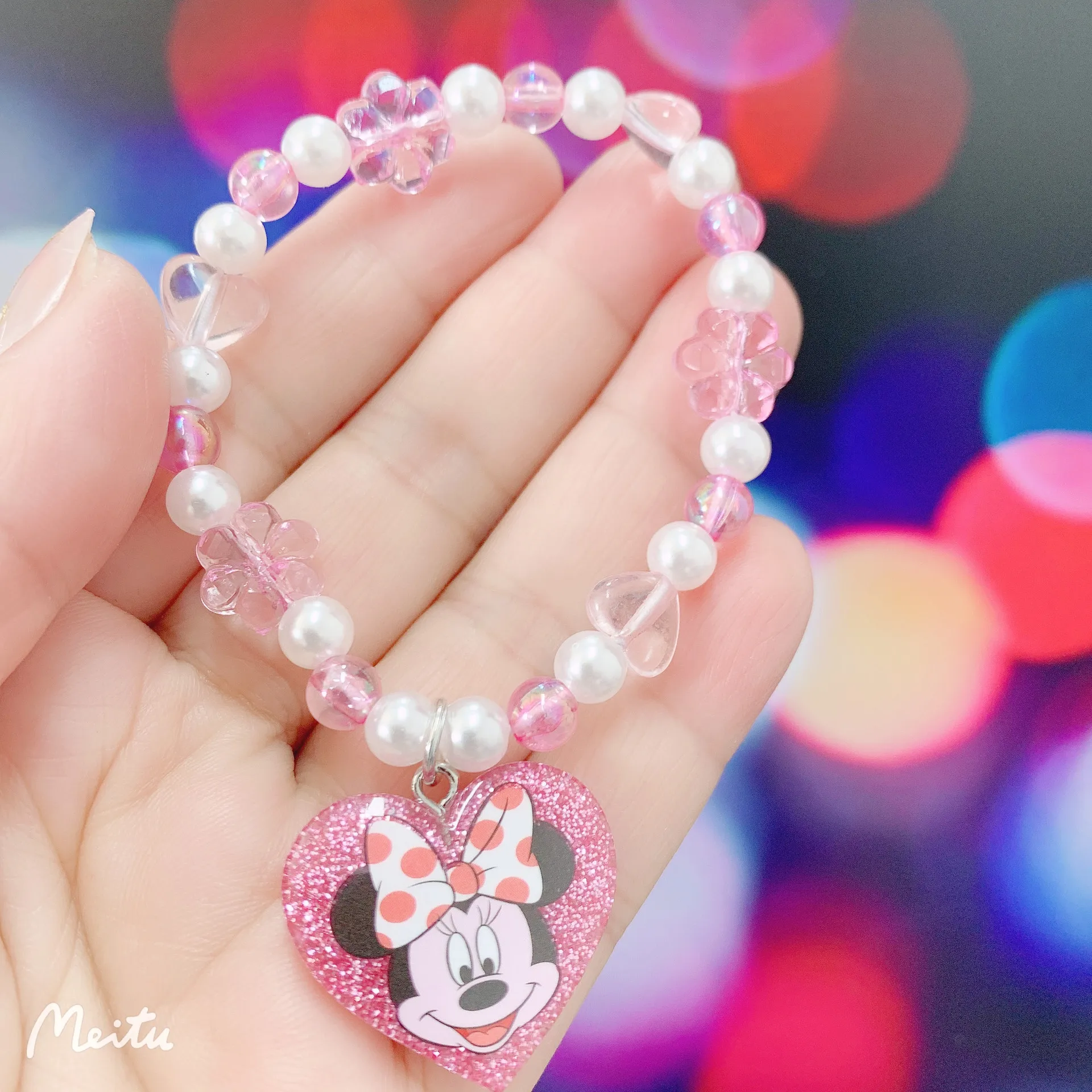 Bracelet en perles de dessin animé Disney Minnie Mickey Mouse pour ...