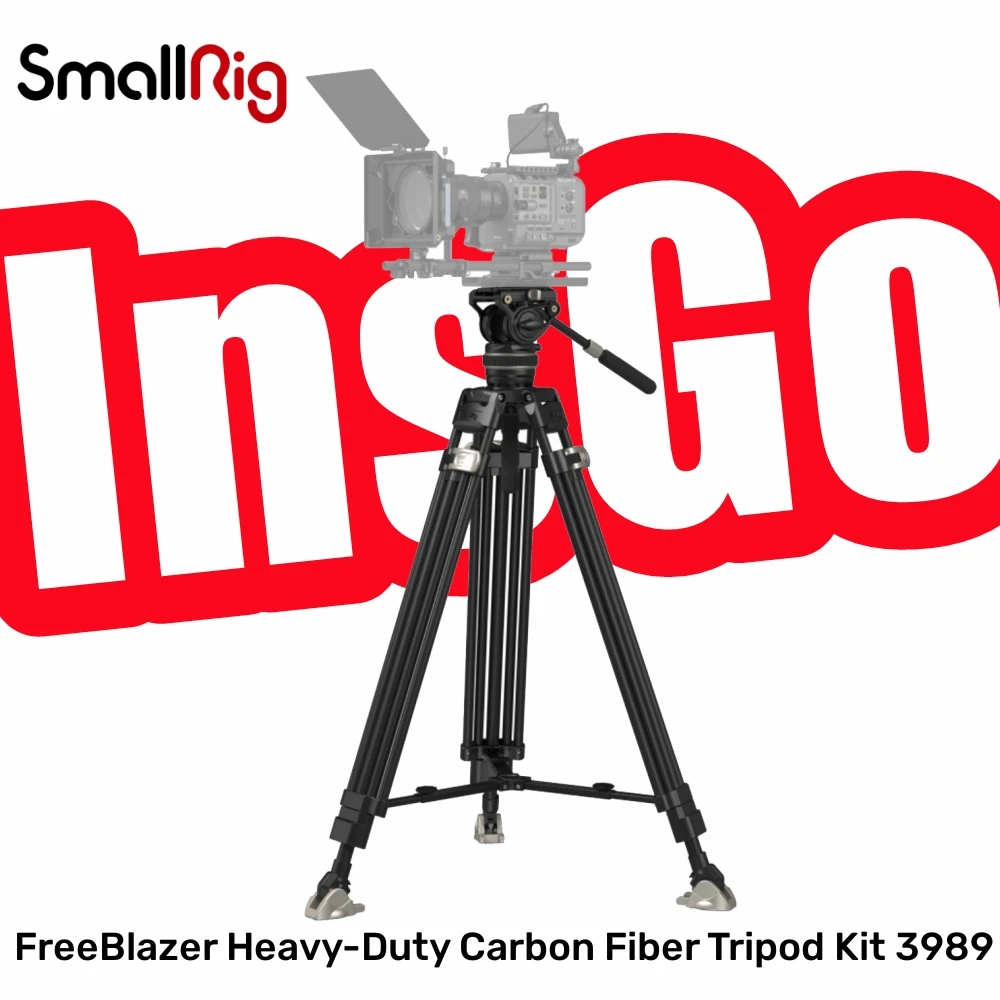 SmallRig FreeBlazer Heavy-Duty Carbon Fiber Tripod Kit 3989 Head DH10 ...