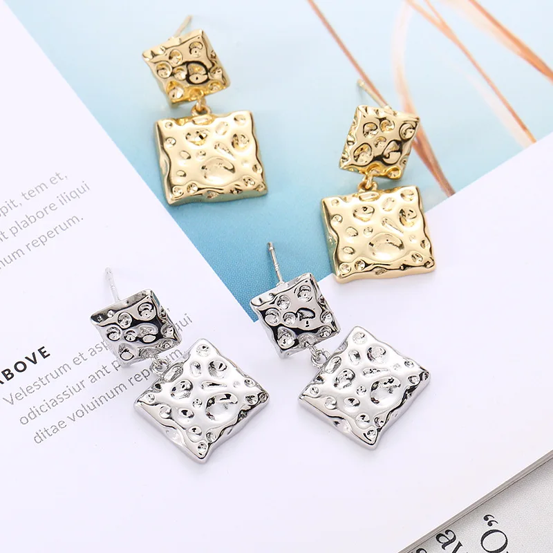 Design-Sense-Metal-Biscuit-Stainless-Steel-Earrings-For-Women-Korean ...