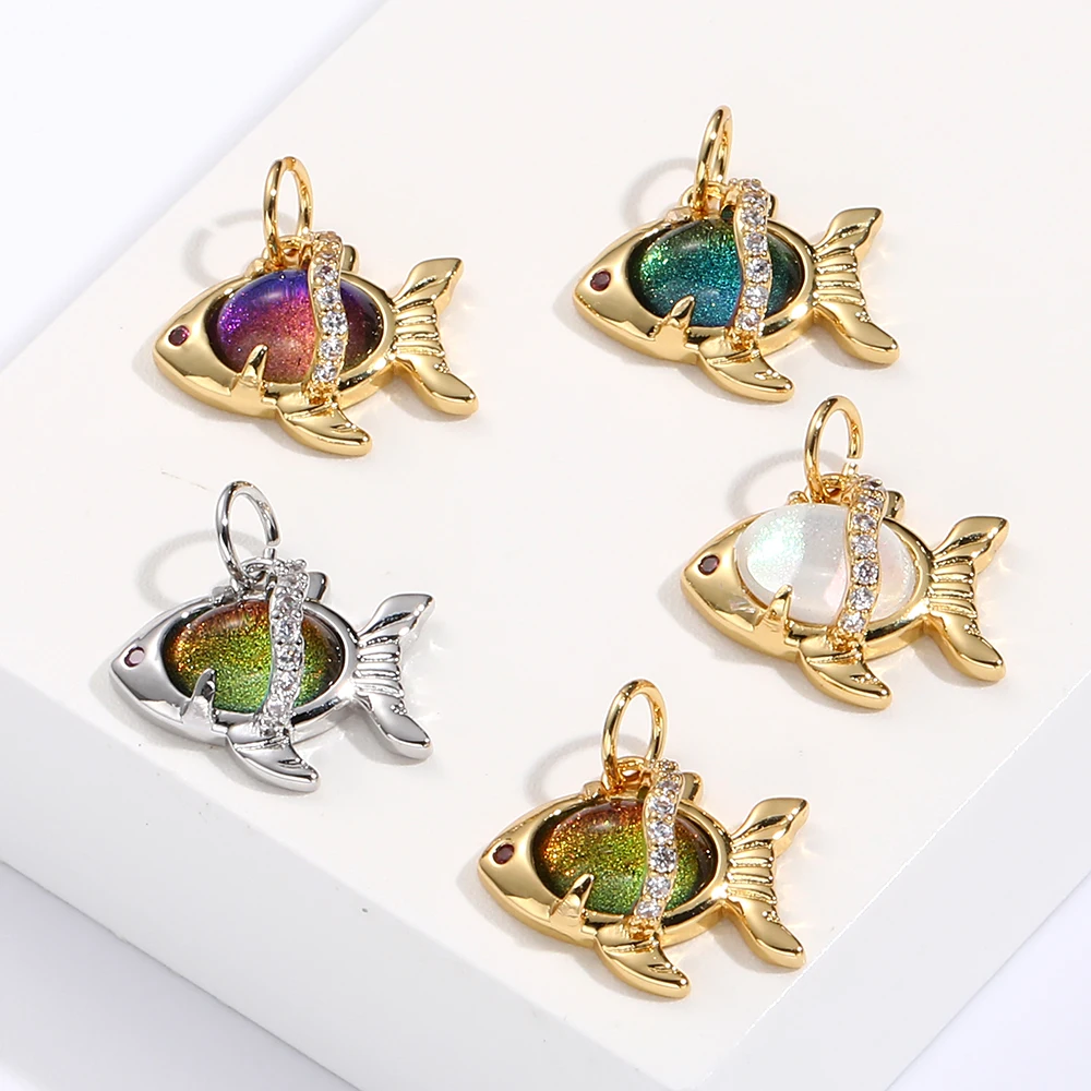 Gem-Fish-Charms-for-Jewelry-Making-Supplies-Gold-Color-Silver-Color ...
