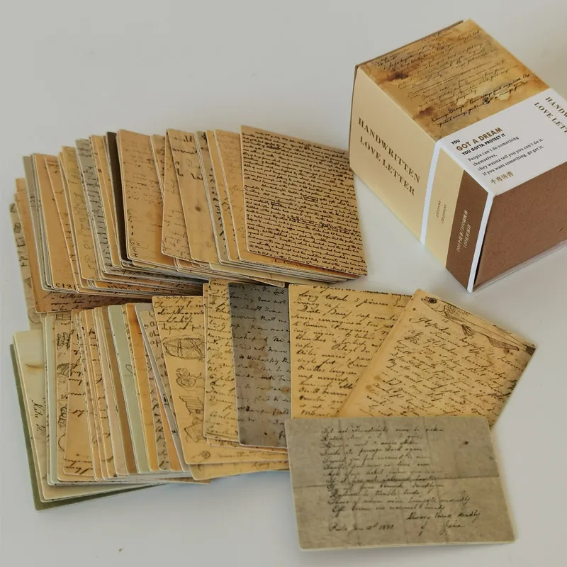 100Pcs Vintage Book Collection Kraft Paper Mini Card Postcard Letter ...
