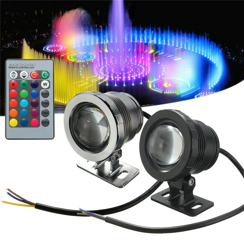 12V-Waterproof-RGB-LED-Flood-Light-outdoor-fountain-pool-Spotlight-with ...