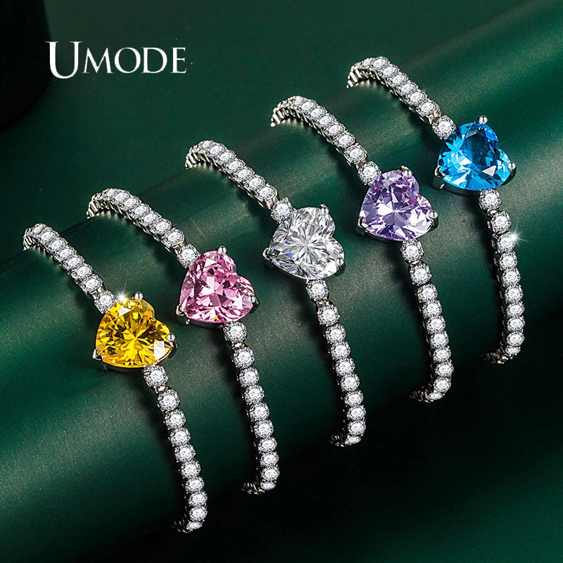Cubic Zirconia Tennis Bracelet | Multicolor Tennis Bracelet | Heart ...