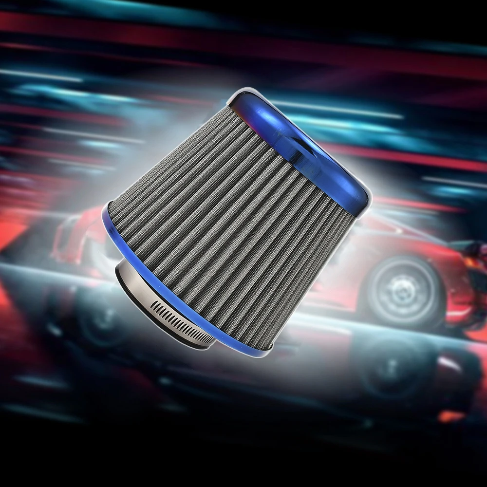 Universal-76mm-Clamp-On-Air-Intake-Filter-High-Flow-Round-Tapered-Cone ...