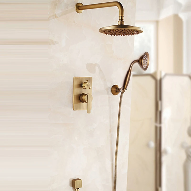 Antique-Brass-Concealed-Shower-Set-Bathroom-Hidden-3-Way-Faucet-Shower ...