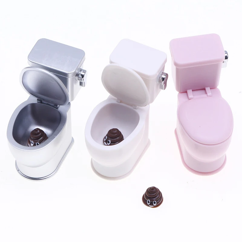 1Set 1:12 Dollhouse Miniature Simulation Toilet W/Poo Flushing Sound ...