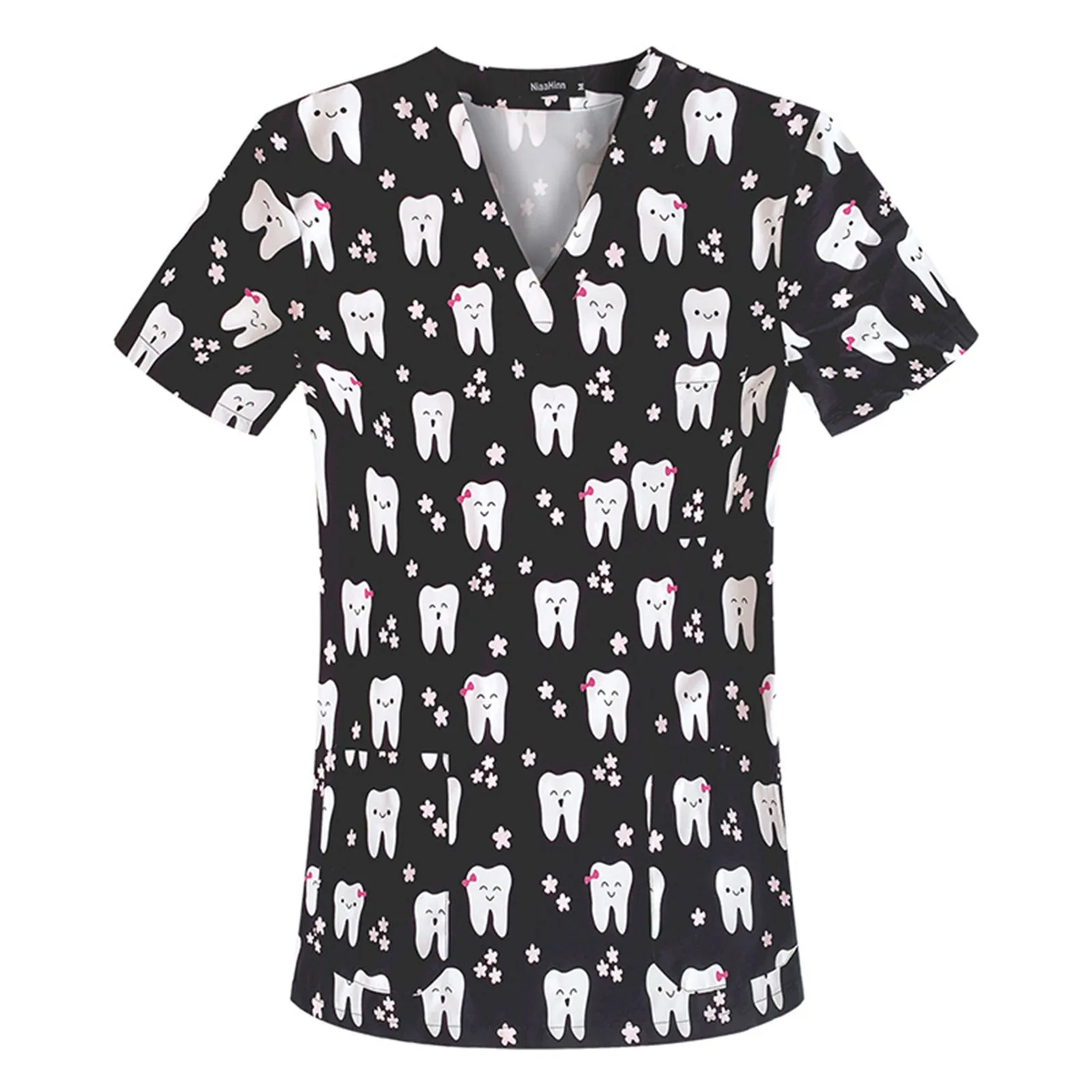 Fashion Print Dentist Nurse Uniform Scrub Tops Scrub Clothes Cartoon ...