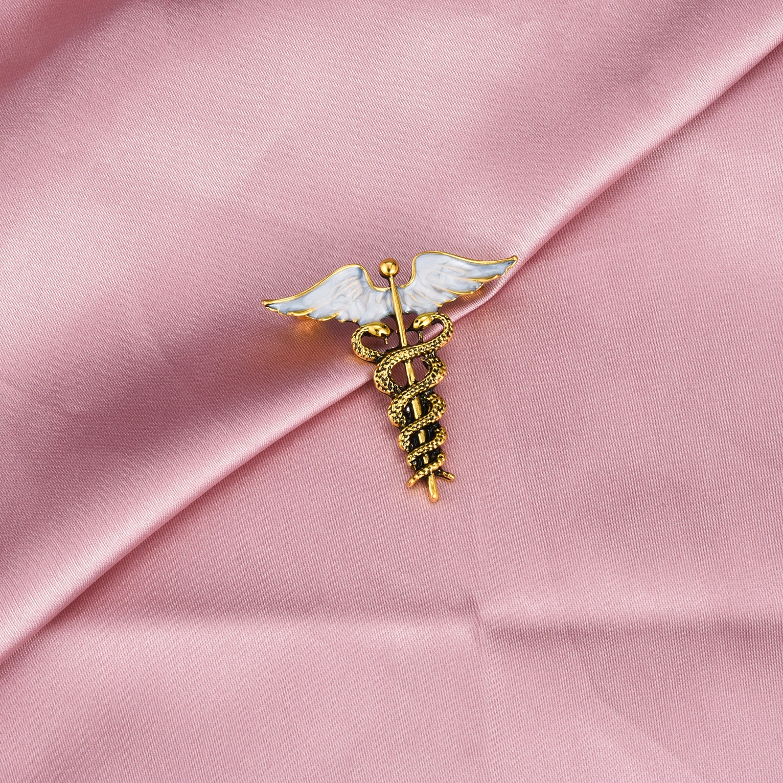 Asclep broche médico de alas de Ángel para hombre, Pin de solapa, ala angular, cetro de doble ...