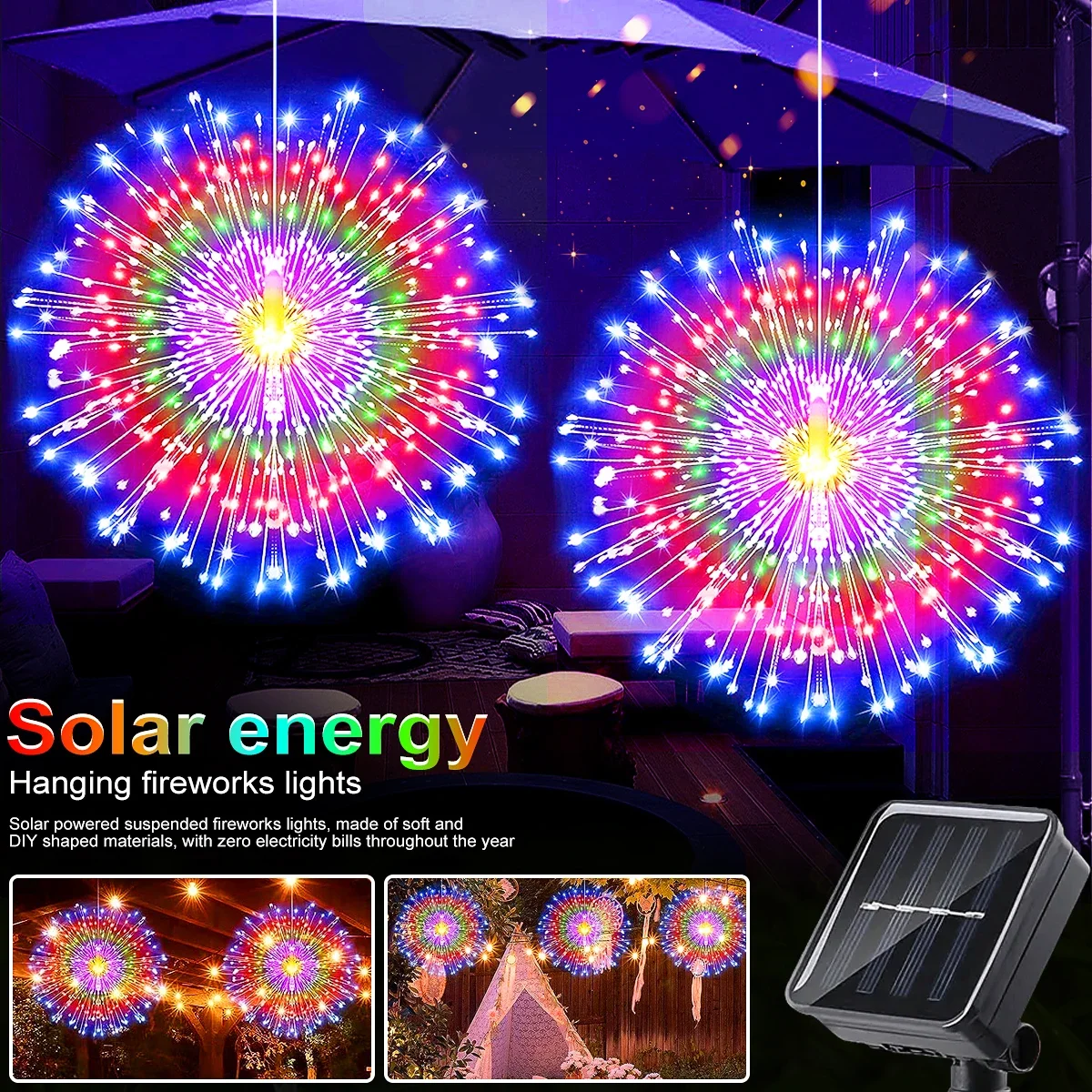 Solar Firework Lights Outdoor - 90/150/200 LEDs, 8 Modes, Copper Wire ...