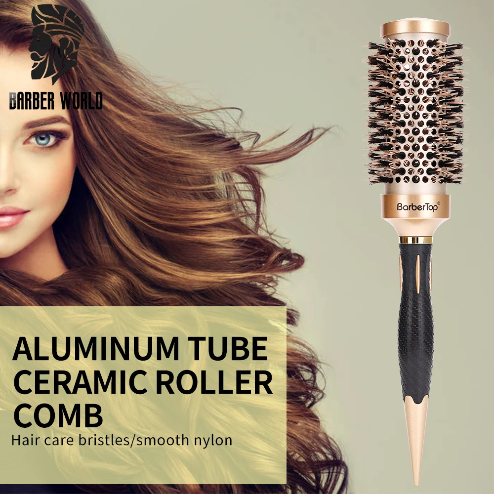 Speciality Round Rolling Brush Straight Hair Comb Boar Bristle Brush ...
