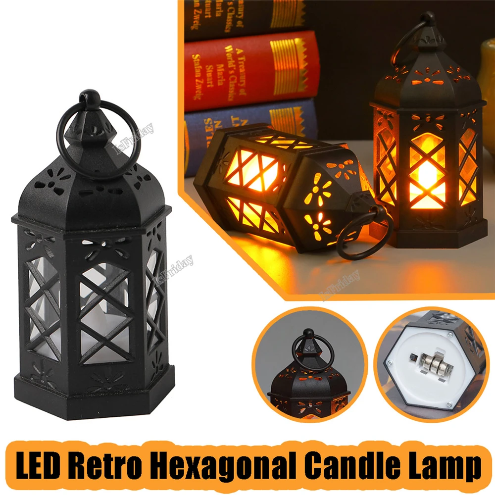 LED-Retro-Hexagonal-Candle-Lamp-Wind-Lamp-Children-Handheld-Portable ...
