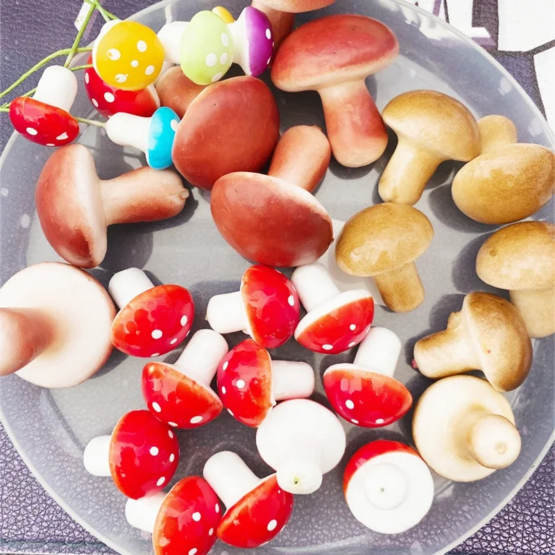 10Pcs Tiny Fake Mushroom Mini Mushrooms Miniature Figurines for Micro ...