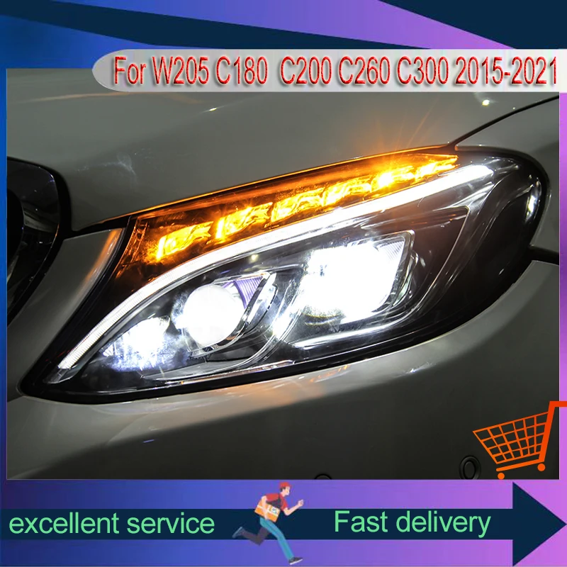 Car Light For Mercedes Benz W205 C180 C200 C260 C300 2015-2021 High ...