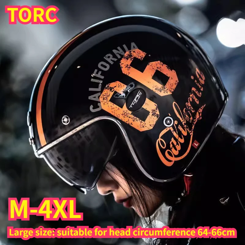 Original TORC Carbon Fiber Retro Helmet Men and Women Motorcycle Half ...