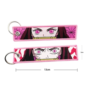 Cartoon Key Tag Embroidery Key Ring For Motorcycles Anime Demon Slayer ...