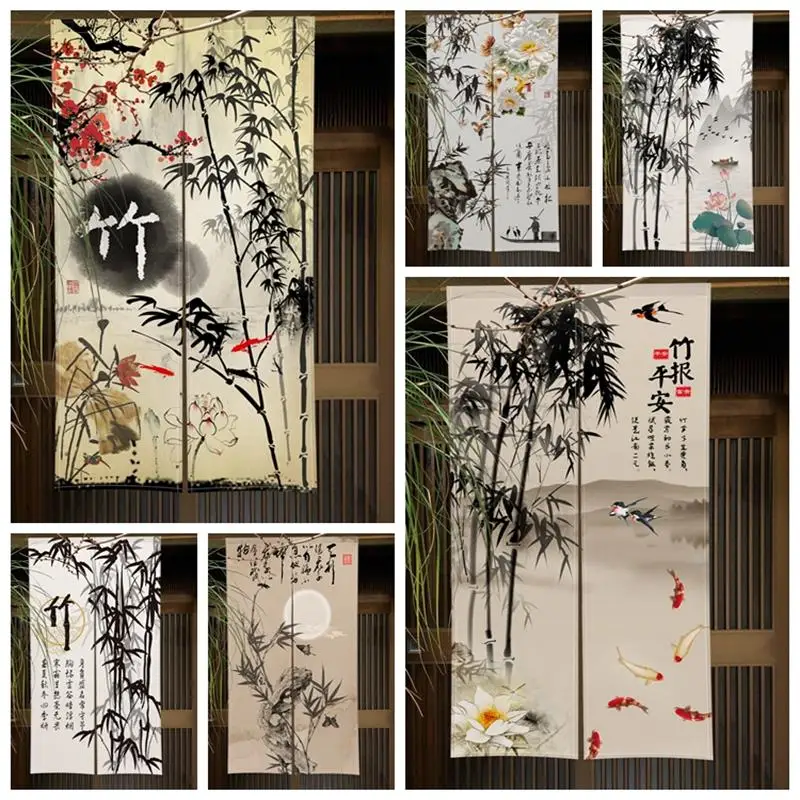 Chinese-Ink-Bamboo-Door-Curtain-Japanese-Noren-Style-Kitchen-Bedroom ...