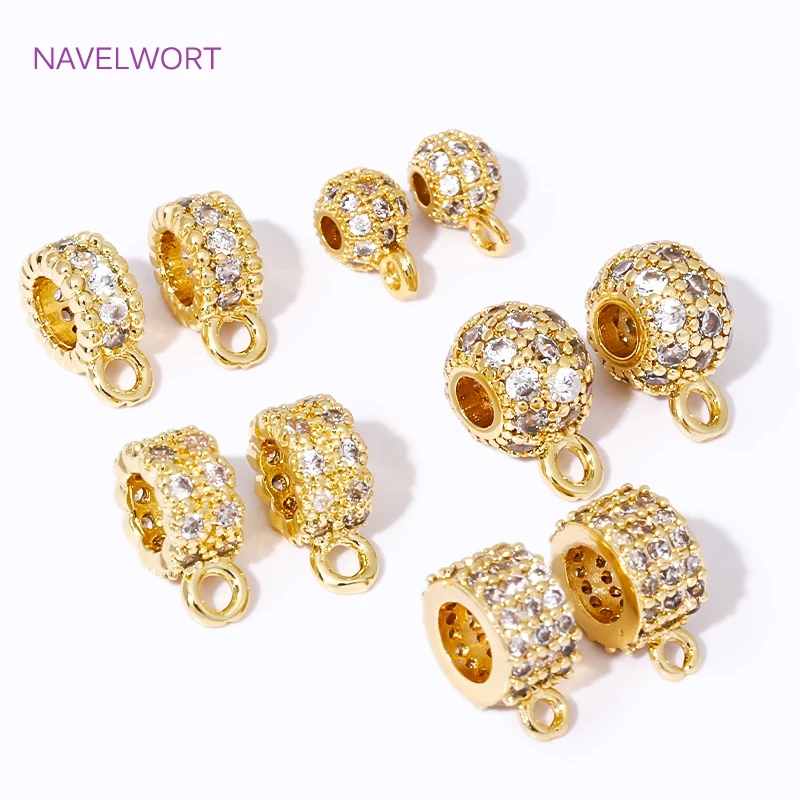 5 Styles Pendant Bail Connector 18K Gold Plated Inlaid Zircon Pendant ...