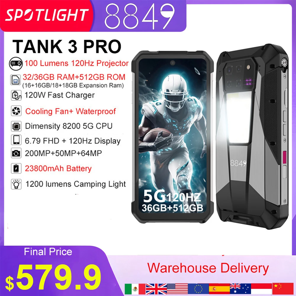 8849-Tank-3-Pro-by-Unihertz-with-100-Lumens-120Hz-Projector-32GB-36GB ...