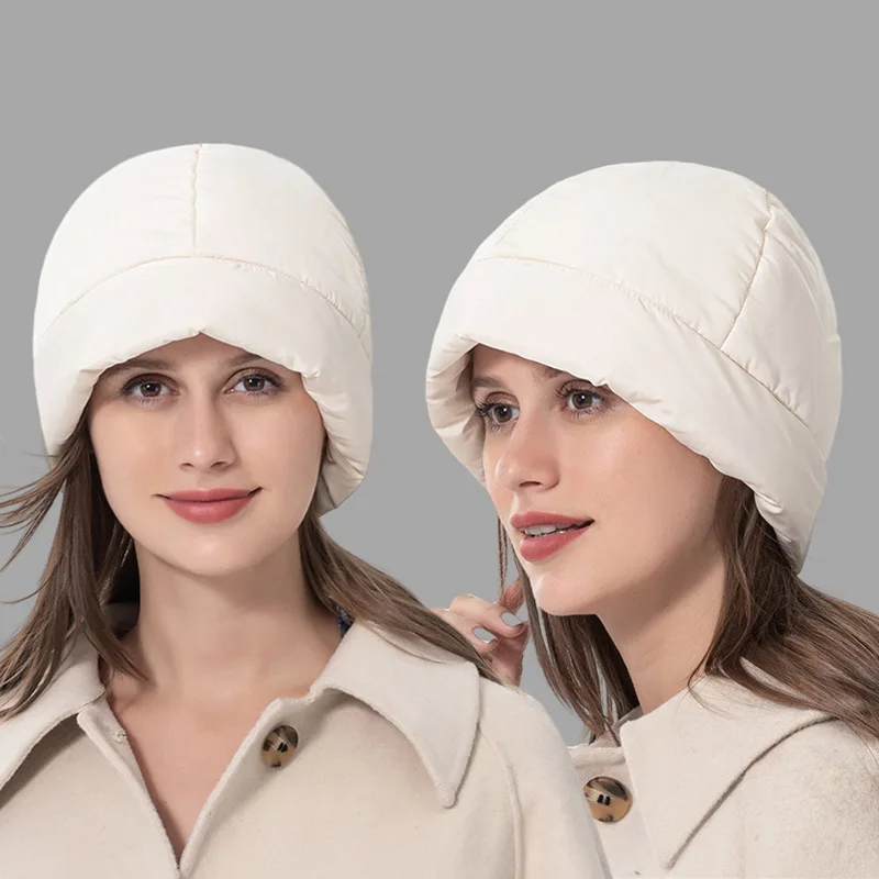 Fashion-Quilted-Fluffy-Down-Beanies-Hat-Outdoor-Warm-Lightweight-Ear ...